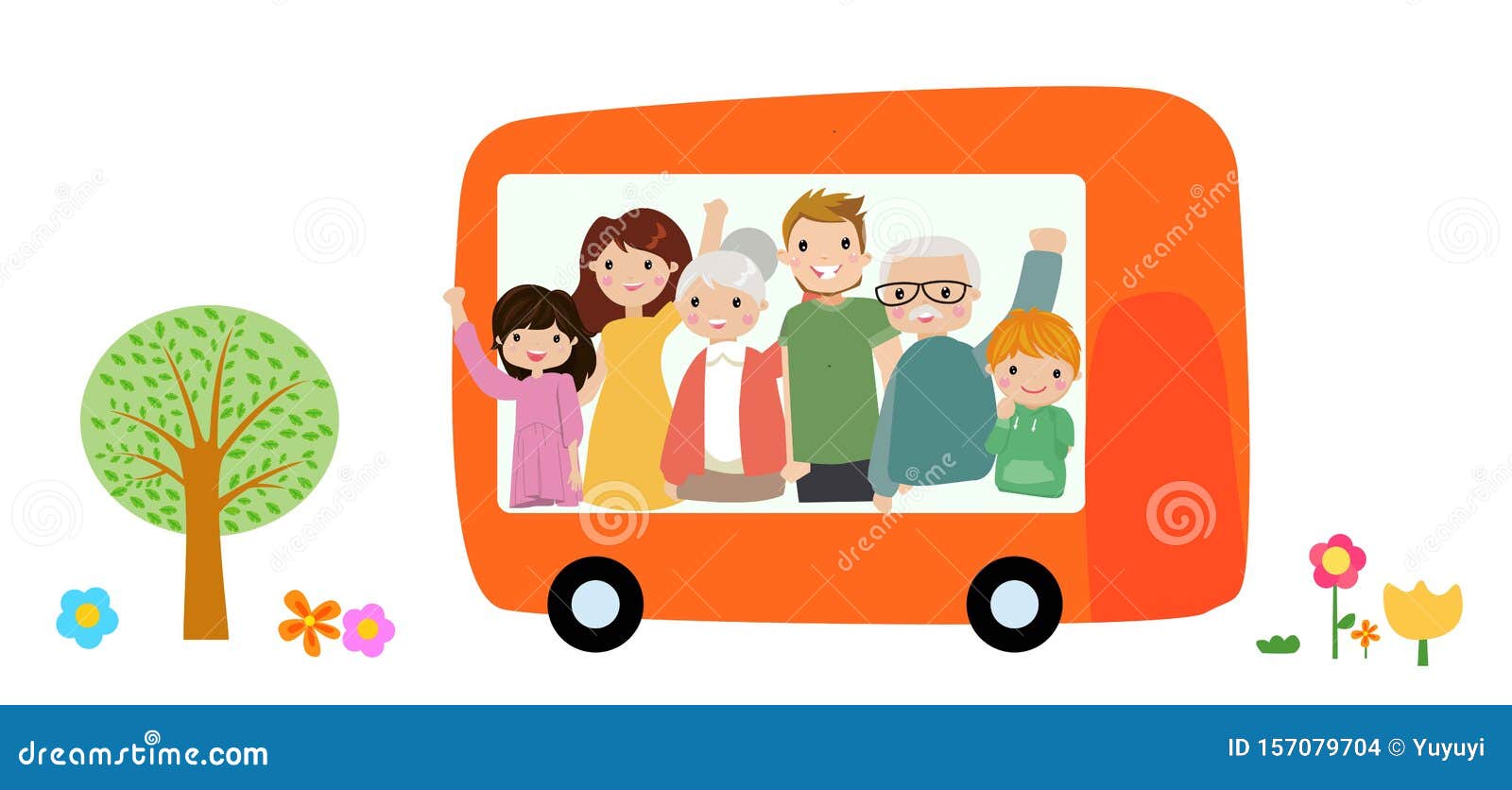 Family and bus stock vector. Illustration of relatives - 157079704