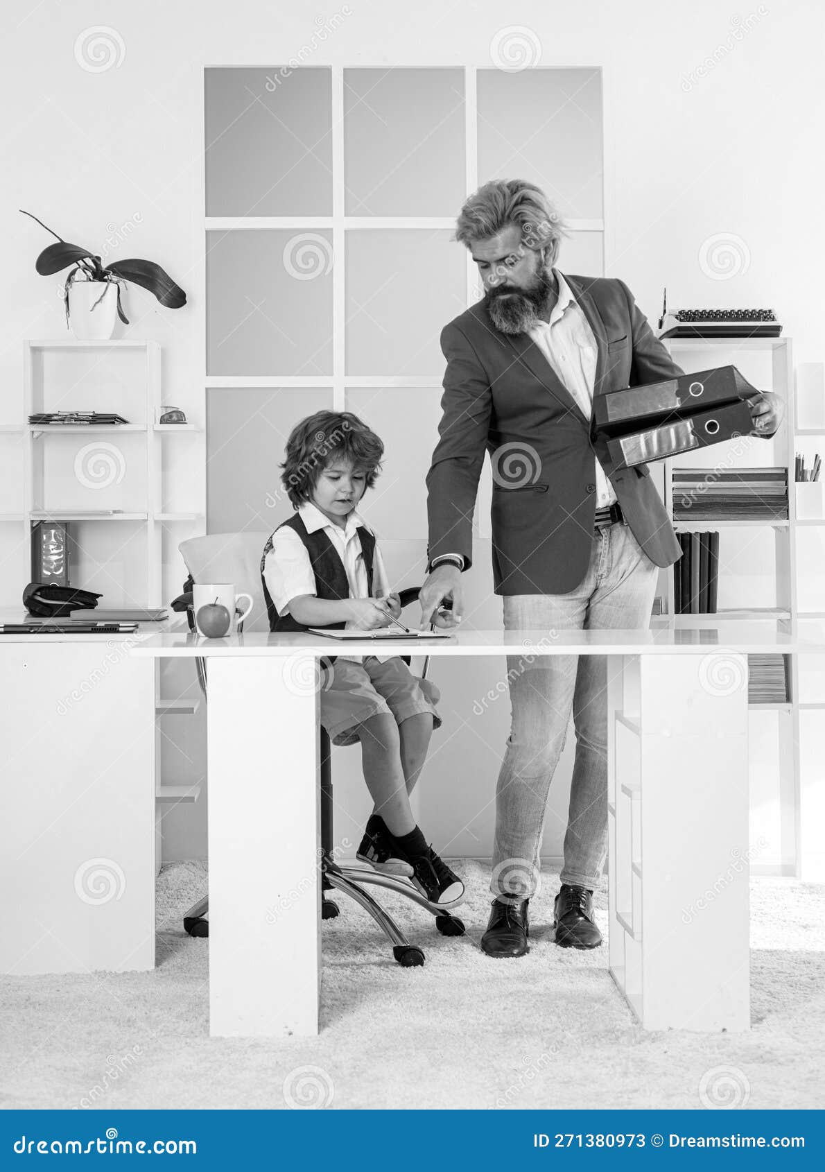 Family Business. Father and Son in Office. Stock Image - Image of ...