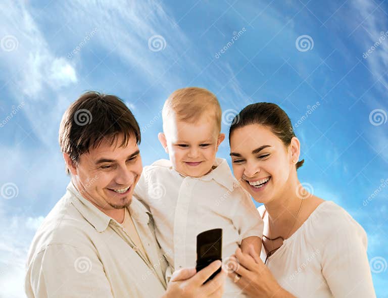 Family calling on phone stock photo. Image of caucasian - 3430278