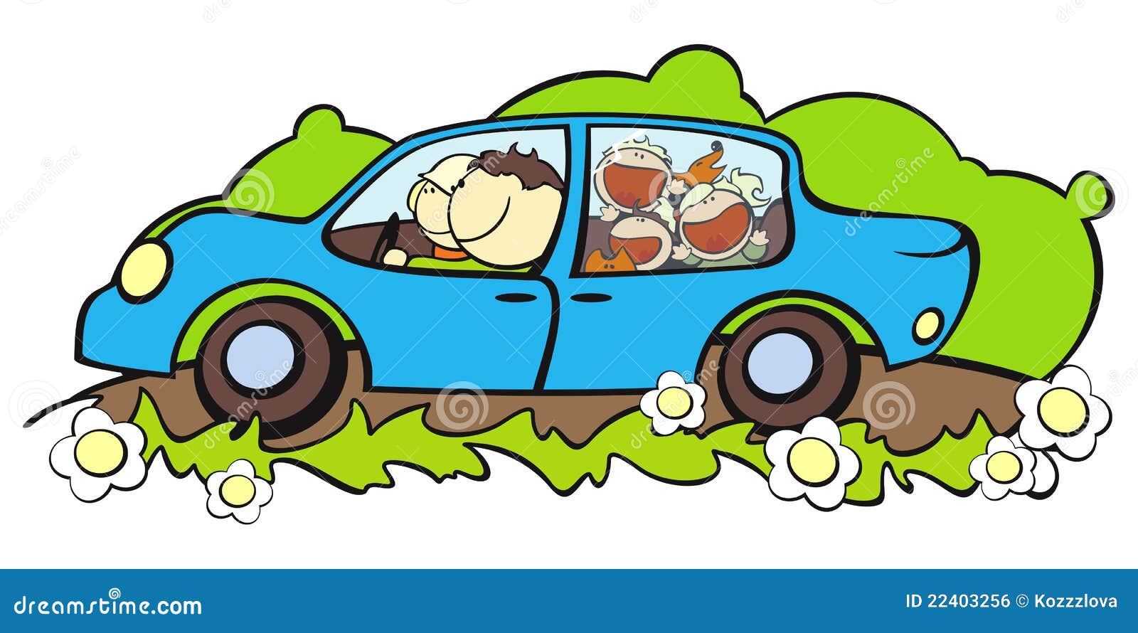 Family in a car stock vector. Illustration of cheerful - 22403256