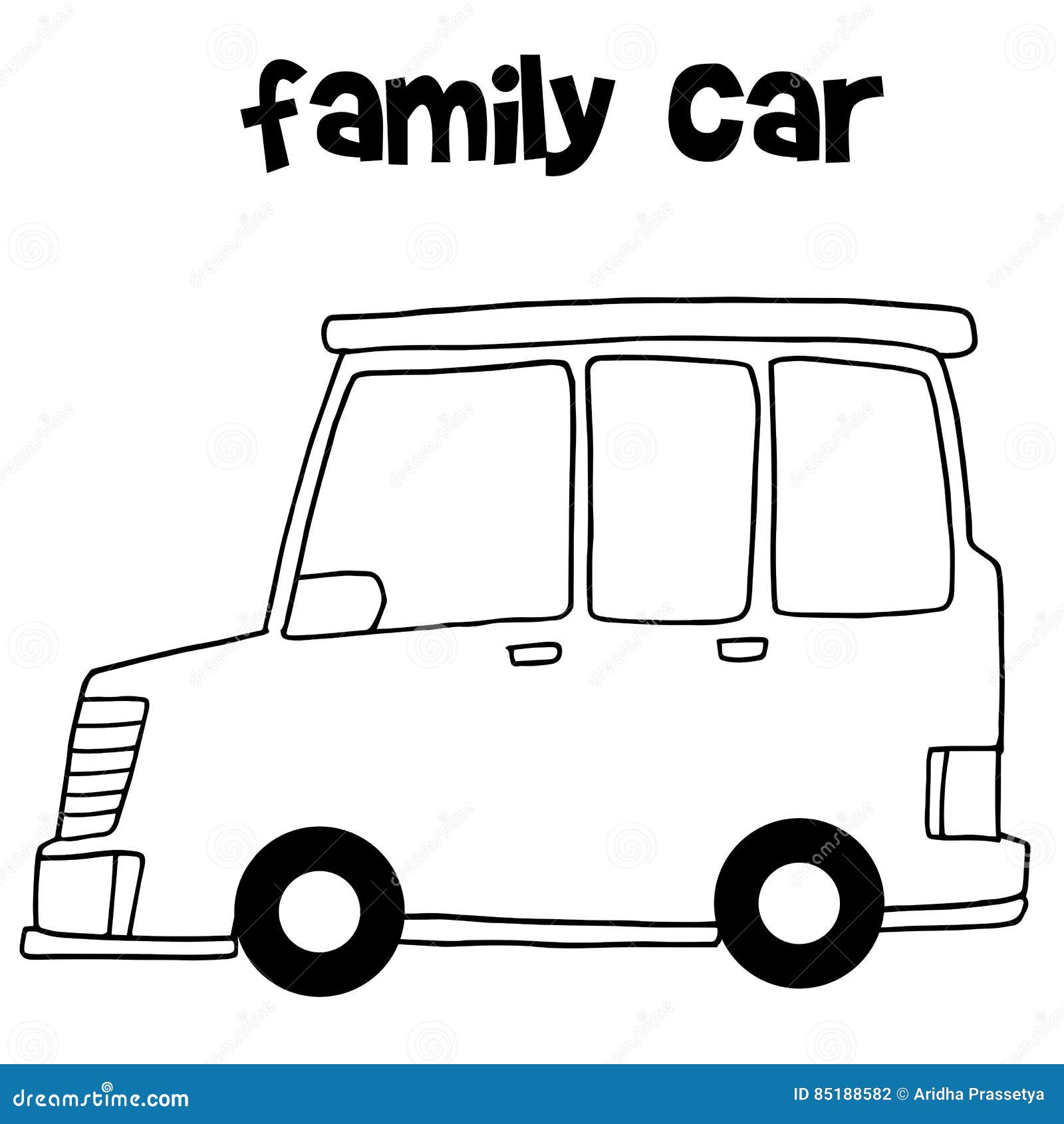 Family Car Vector with Hand Draw Stock Vector - Illustration of family ...