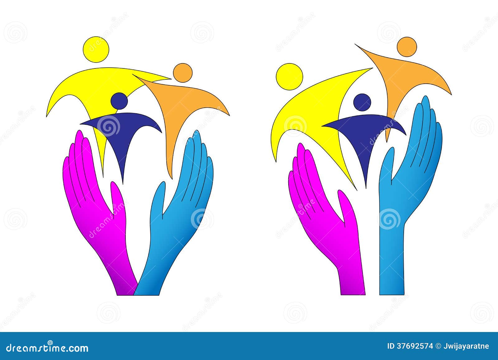 Caring Logo Template With Two Hands Reaching For Each Other Vector ...