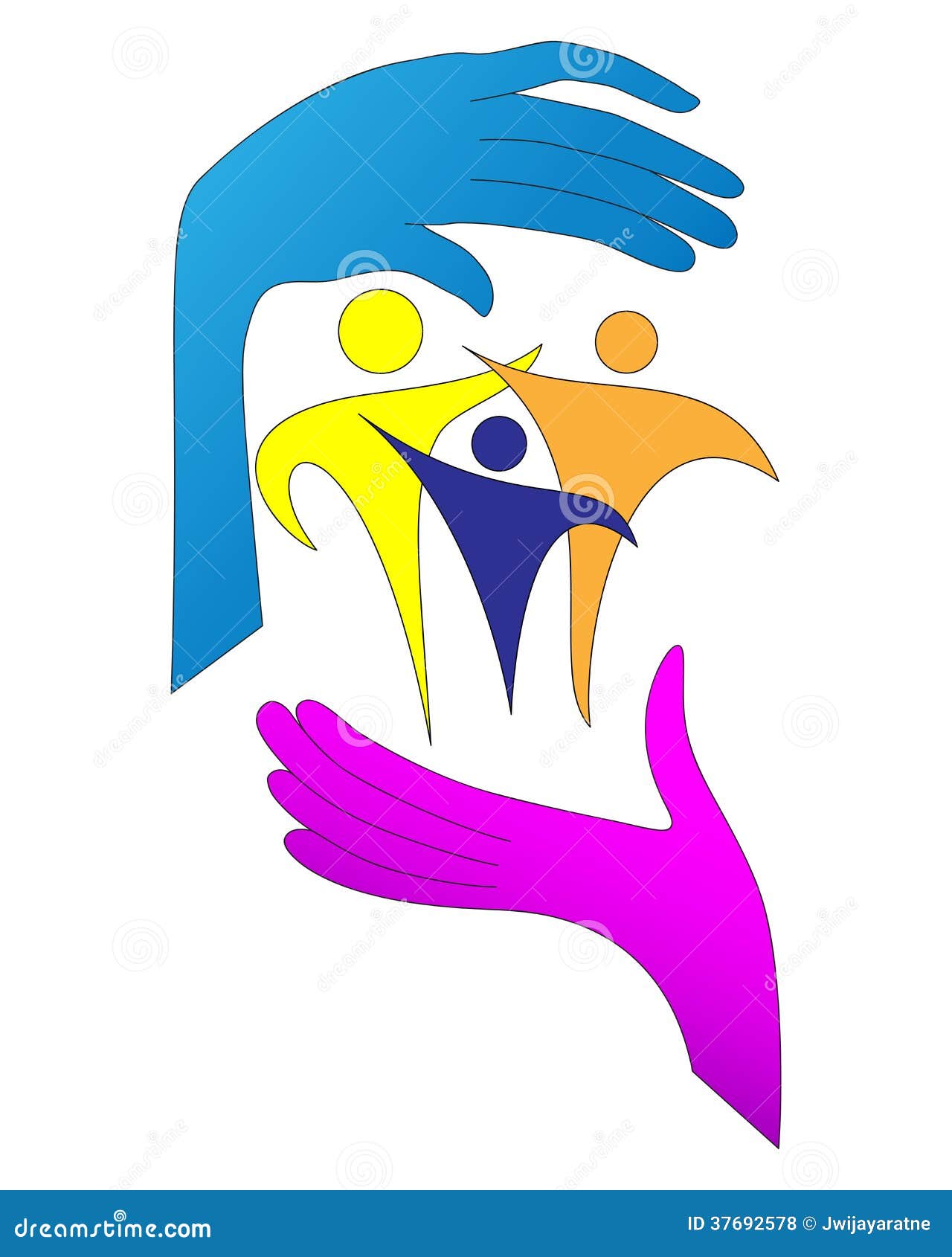 Caring Logo Template With Two Hands Reaching For Each Other Vector ...