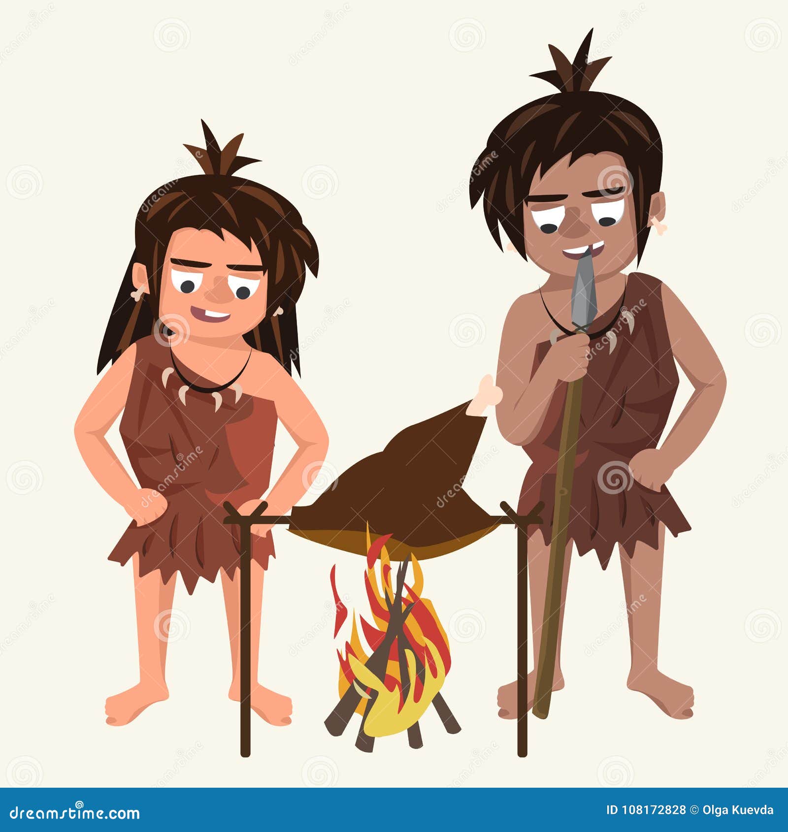 Family of Cavemen Roasts Meat at Stake Vector Cartoon Illustrati Stock ... Family of Cavemen Roasts Meat at Stake Vector Cartoon Illustrati Stock ...