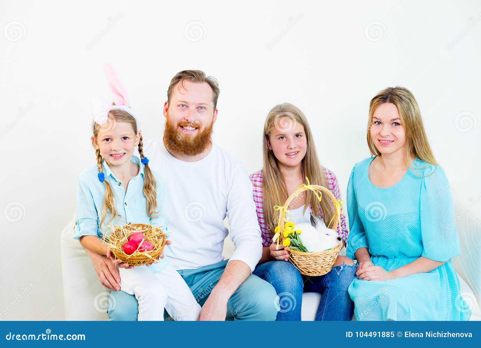 Family celebrating easter stock image. Image of bunny - 104491885