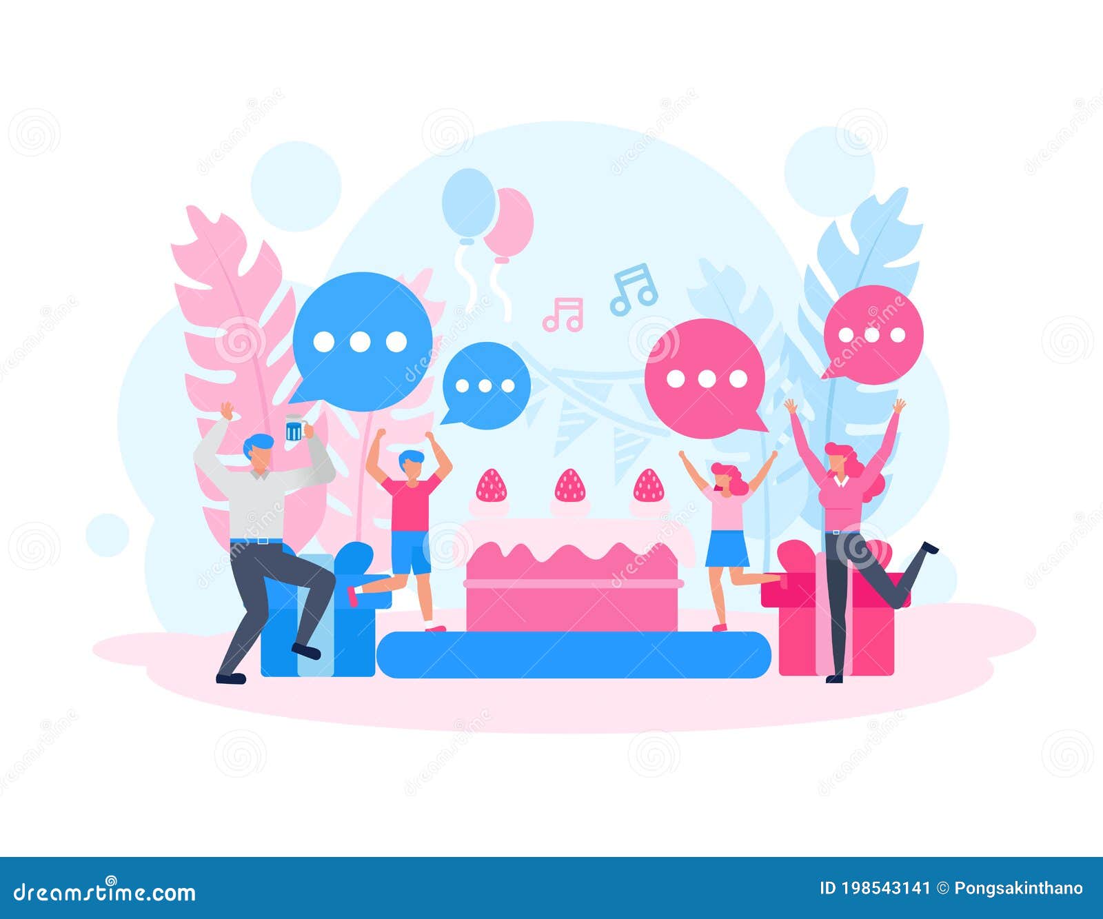 Family Character Vector Design. Concept Party Time. No2 Stock Vector ...