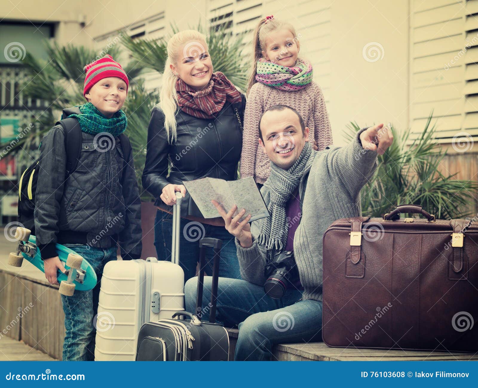 Family Checking Direction in Map Stock Photo - Image of kids, november ...
