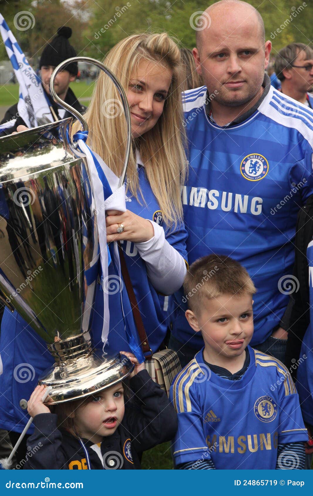 Family of Chelsea Supporters Holding the Trophy Editorial Stock Image ...