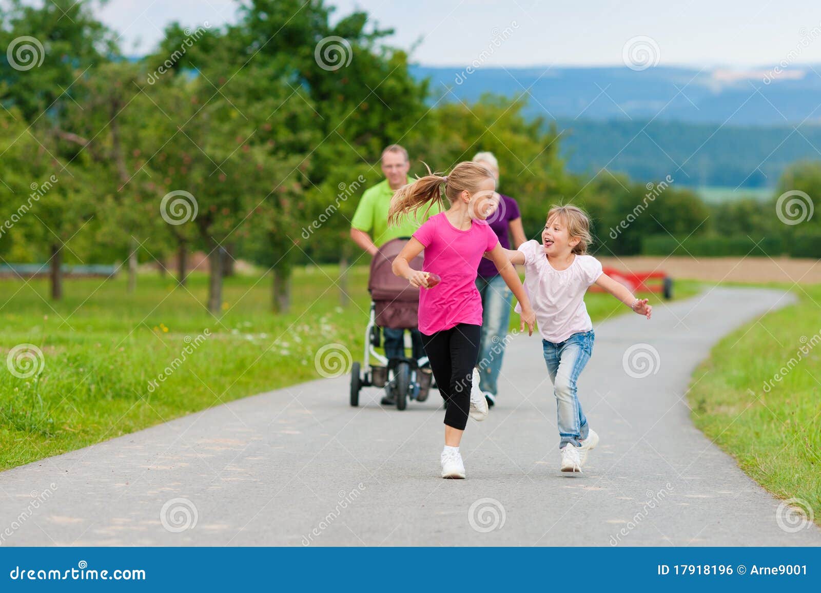 Family with Children Having Walk Stock Photo - Image of leisure ...