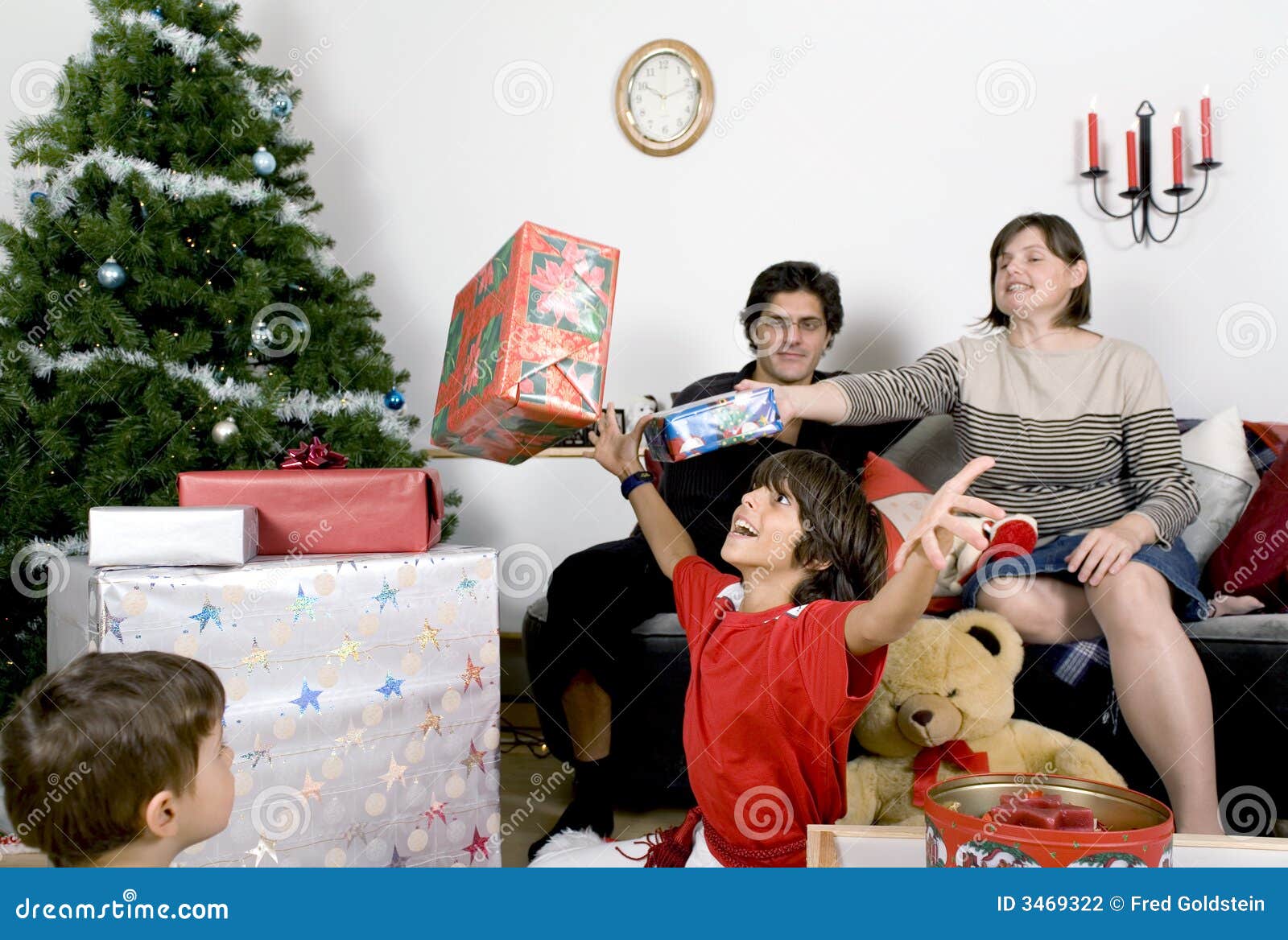 Family christmas time stock photo. Image of decorated - 3469322