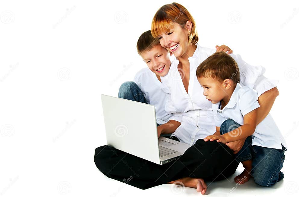 Family computer stock image. Image of people, isolated - 11437941