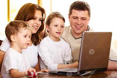Family computer stock image. Image of cheerful, little - 13867377