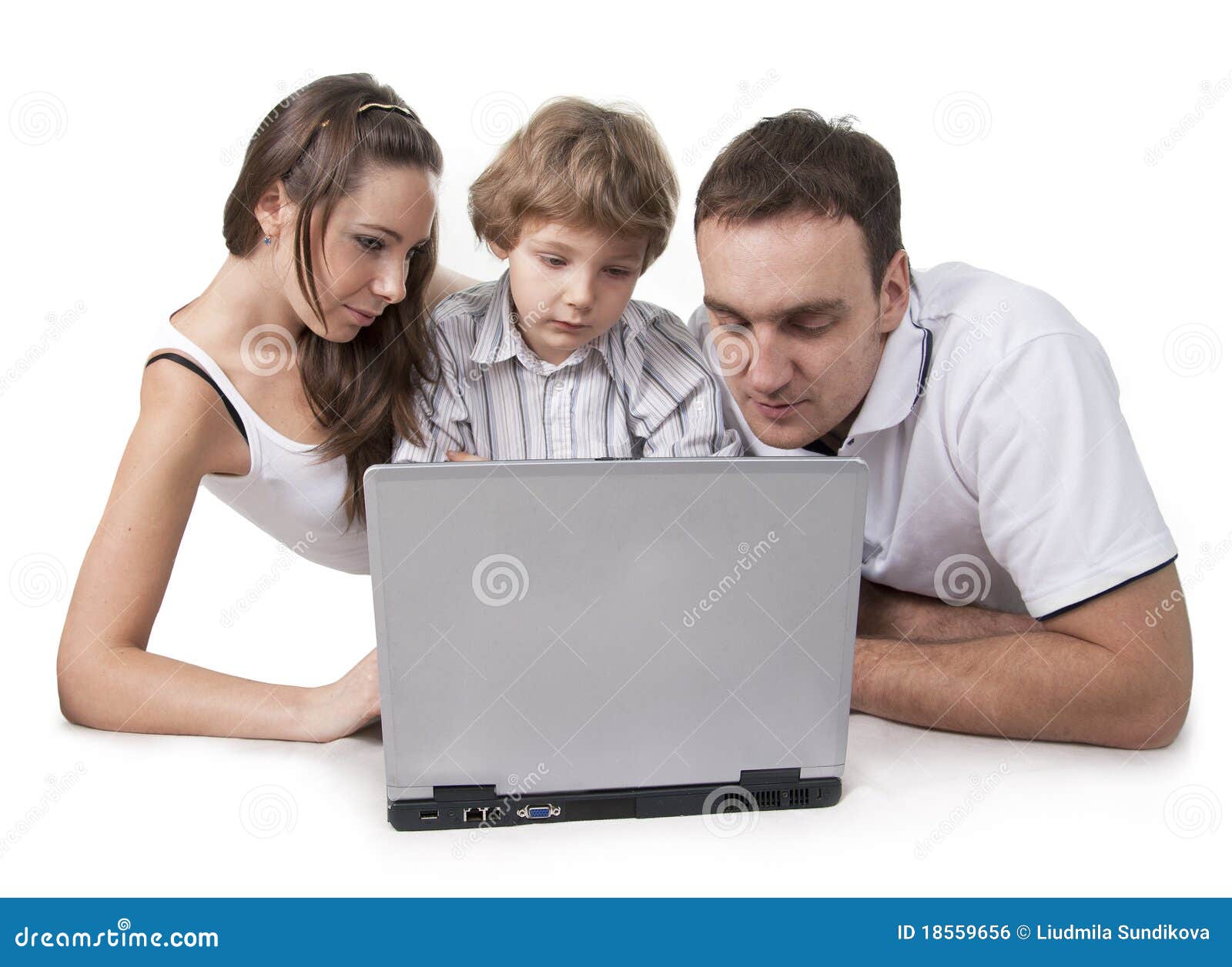 Family and computer stock photo. Image of adult, floor - 18559656