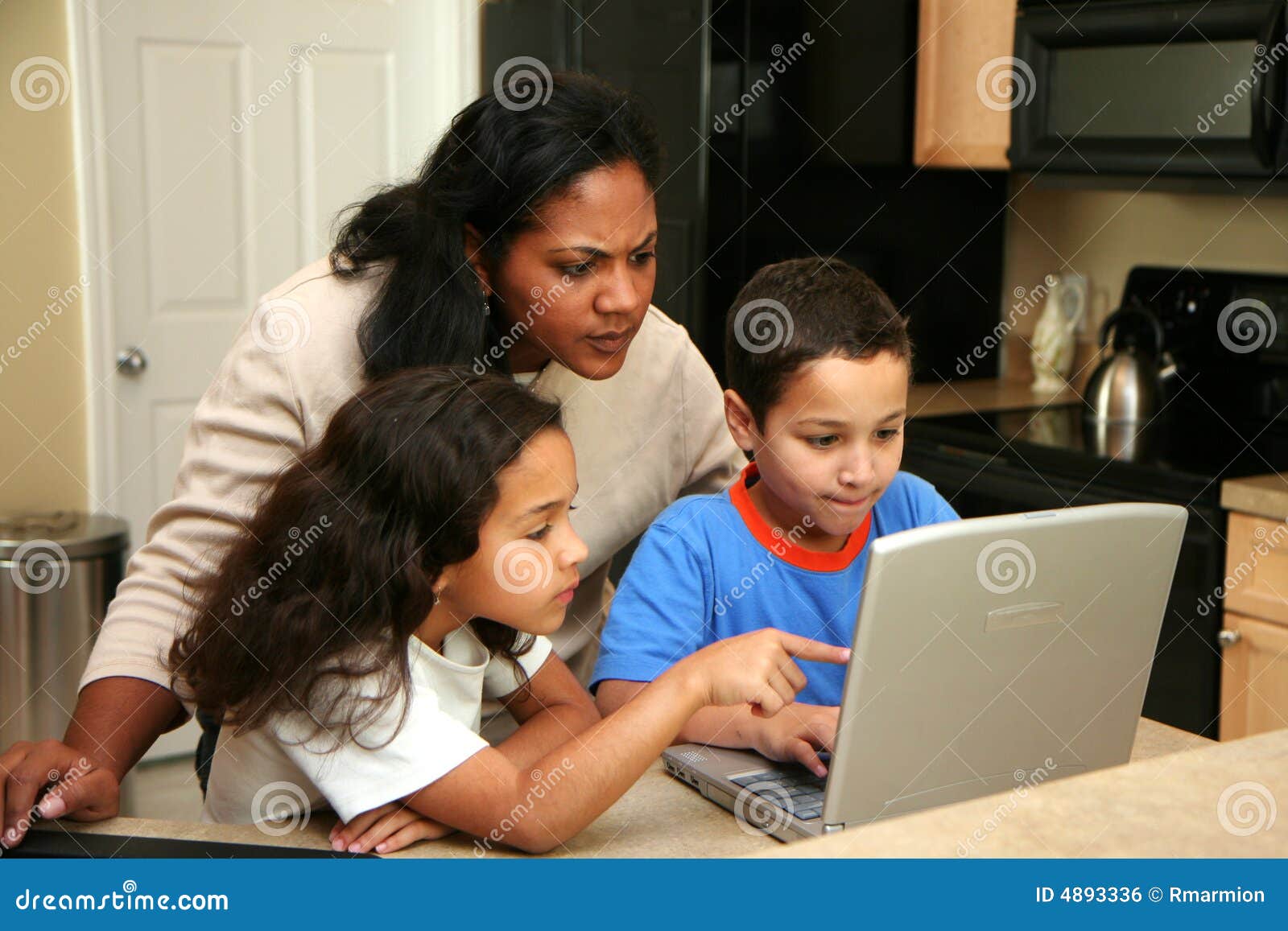 Family on Computer stock photo. Image of female, house - 4893336