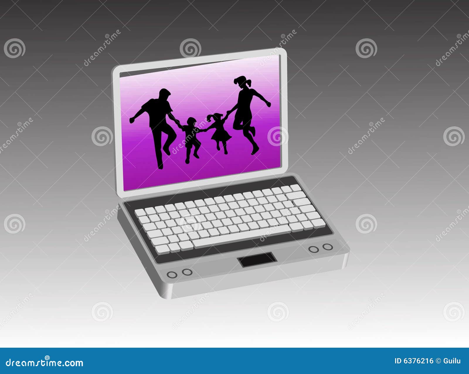 Family in the computer stock illustration. Illustration of children ...