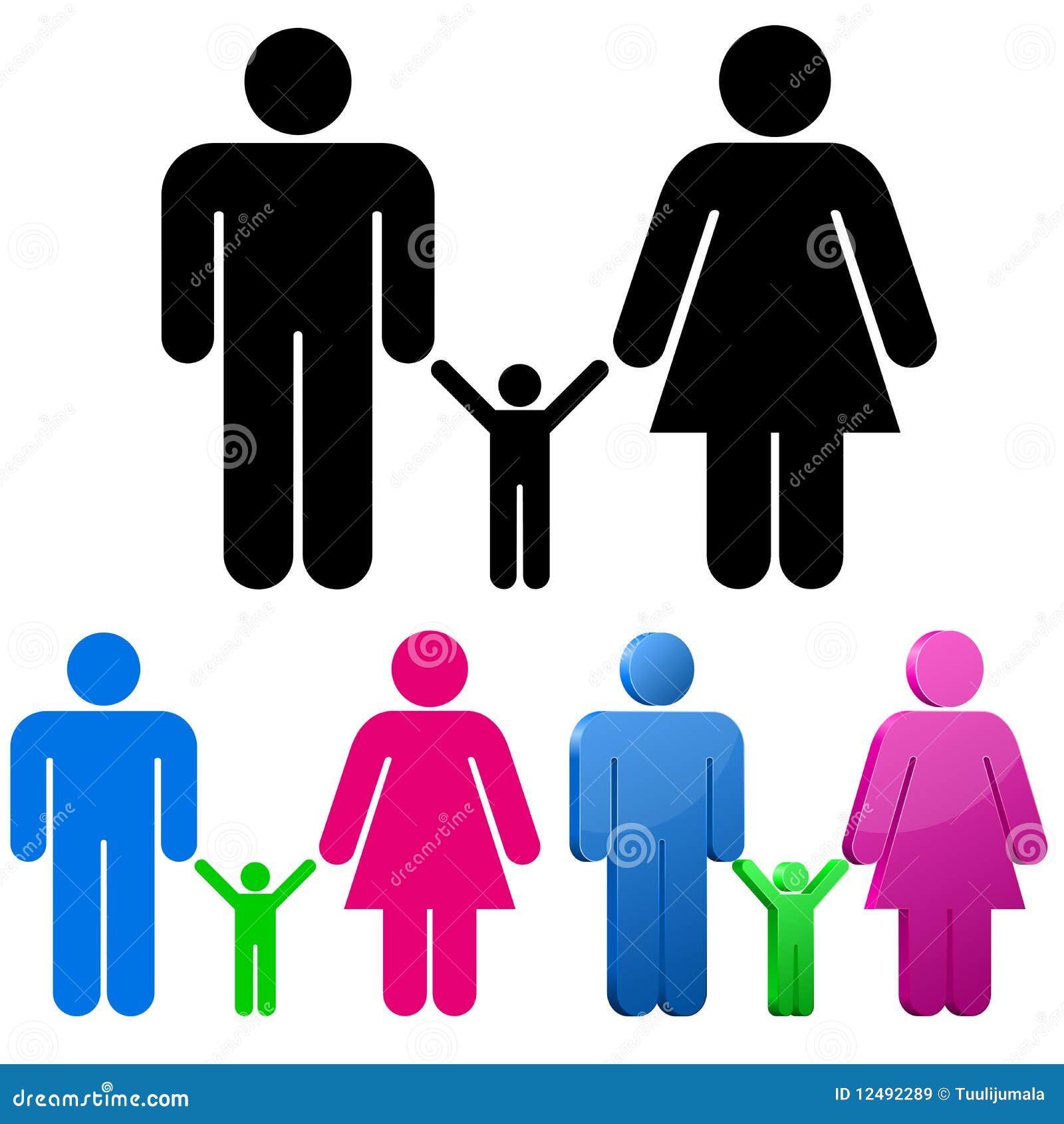 Family Concept Icons. Mother, Father, Son And Daughter Pictograms ...