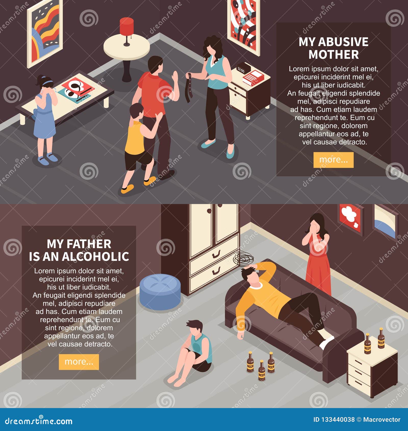 Family Conflicts Isolated Cartoon Vector Illustration Set ...