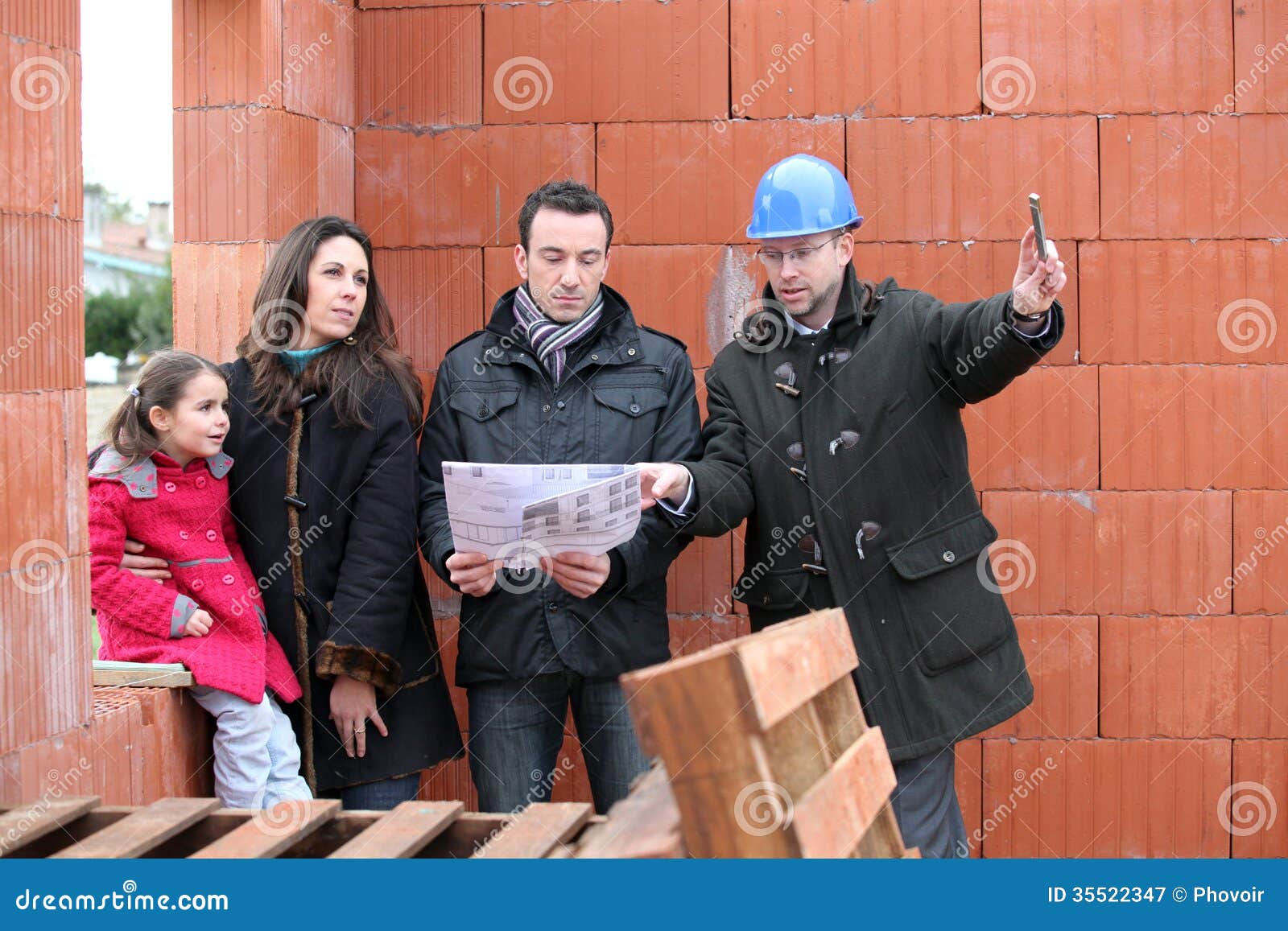 Family on a Construction Site Stock Image - Image of materials ...