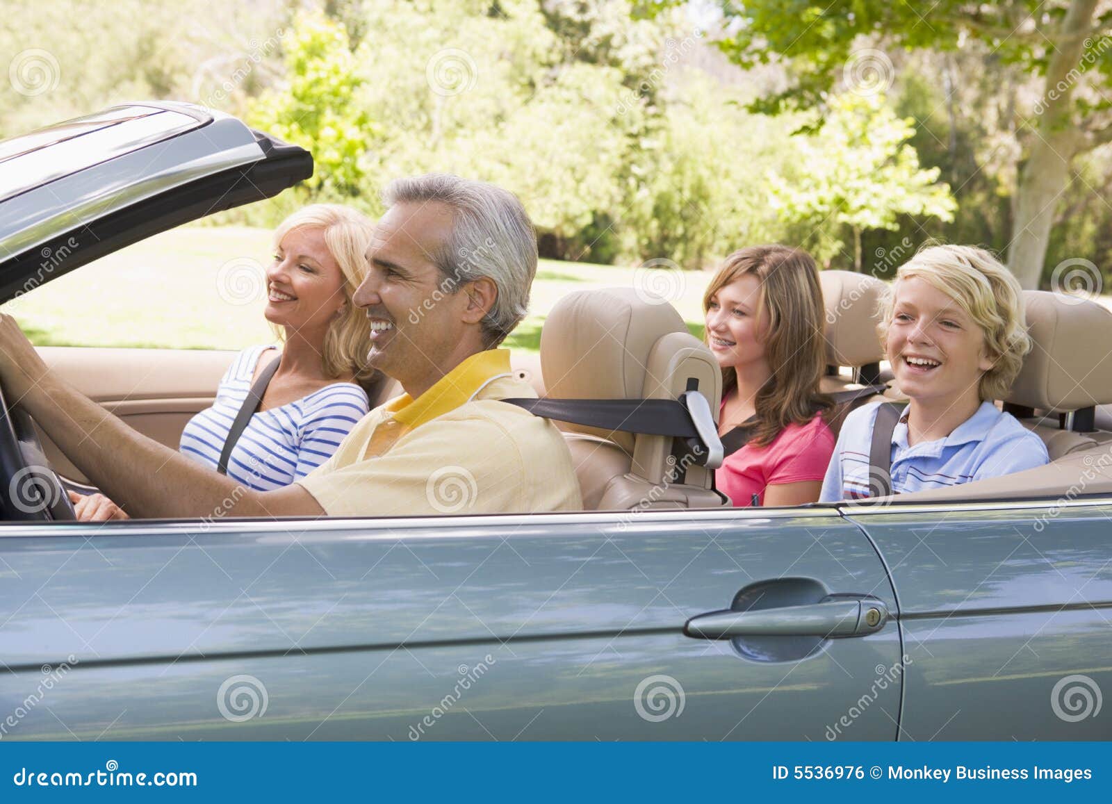 Family in Convertible Car Smiling Stock Photo - Image of cabriolet ...