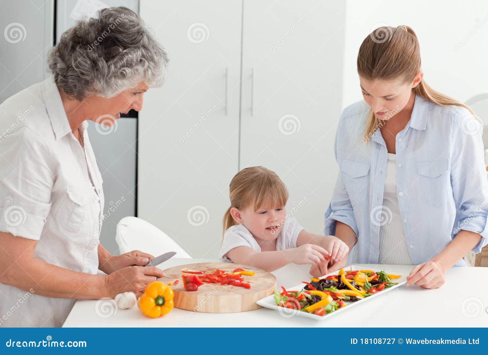 Family Cooking Together in the Kitchen Stock Image - Image of plate ...