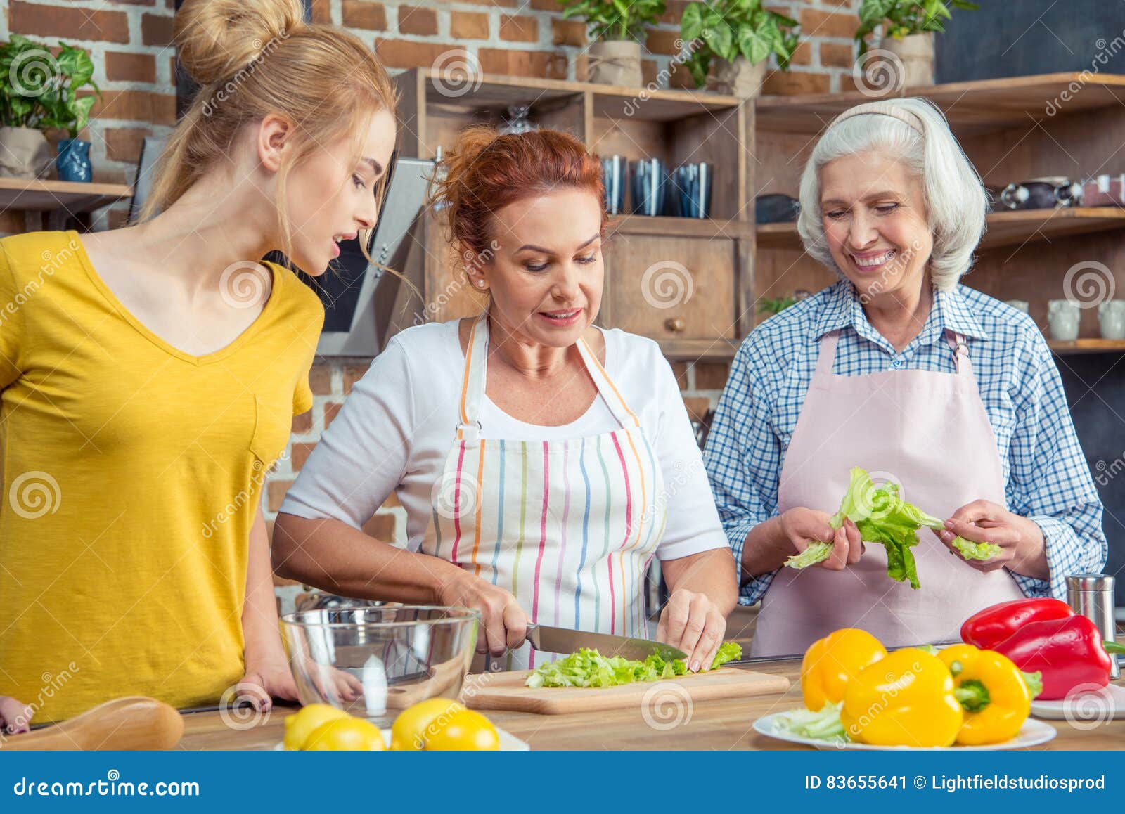 Family Cooking Together in Kitchen Stock Image - Image of consolidation ...