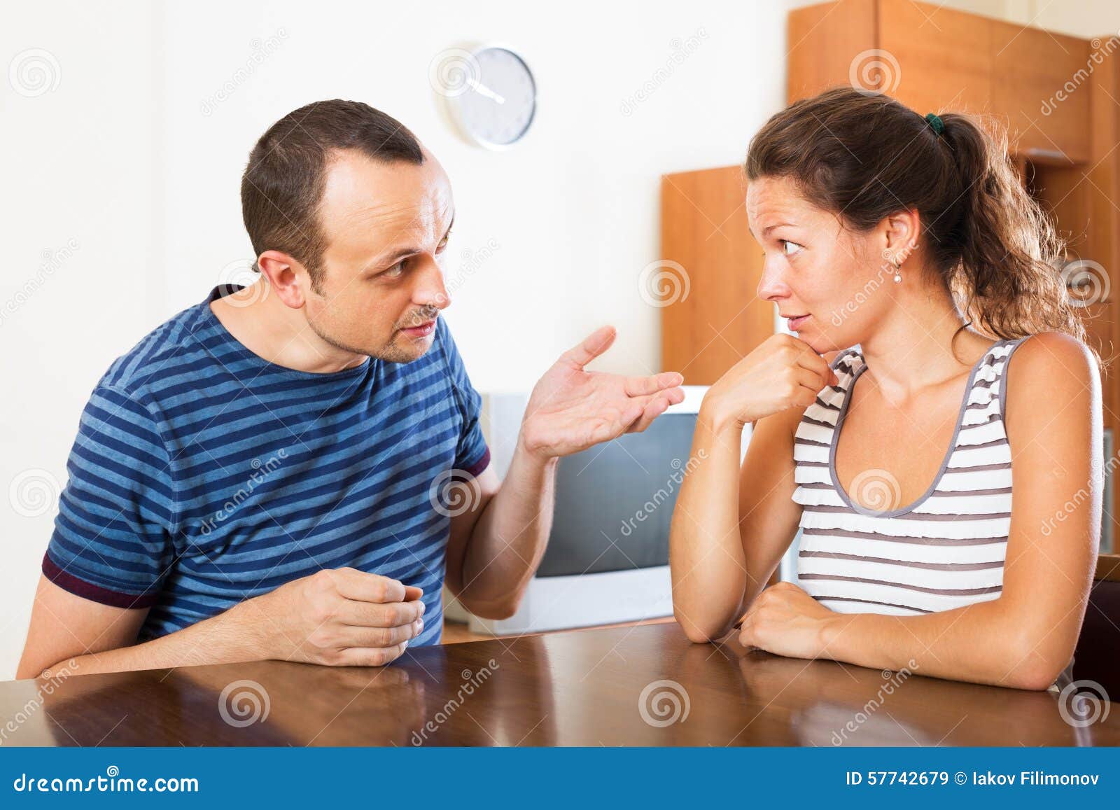 Family Couple Having Serious Conversation Stock Image - Image of ...
