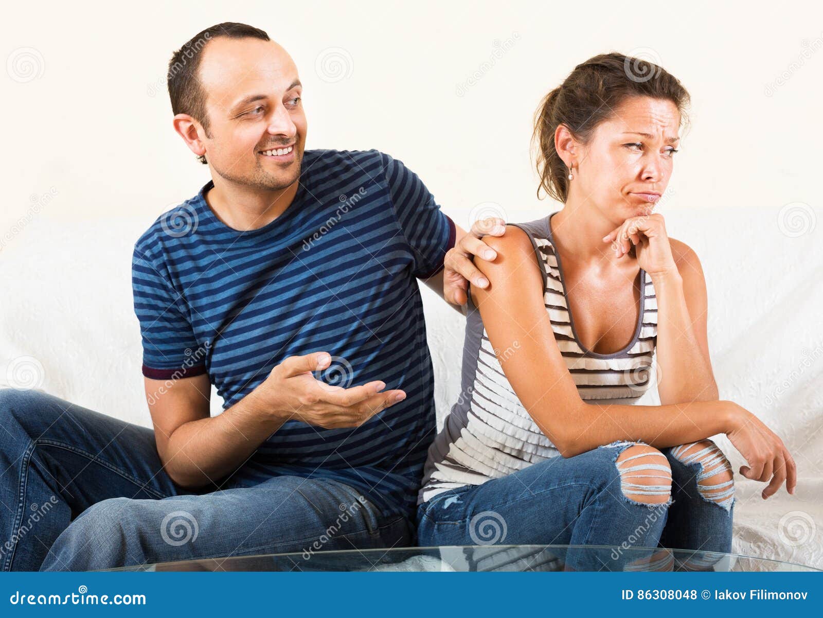 Family Couple Having Serious Conversation Stock Photo - Image of male ...