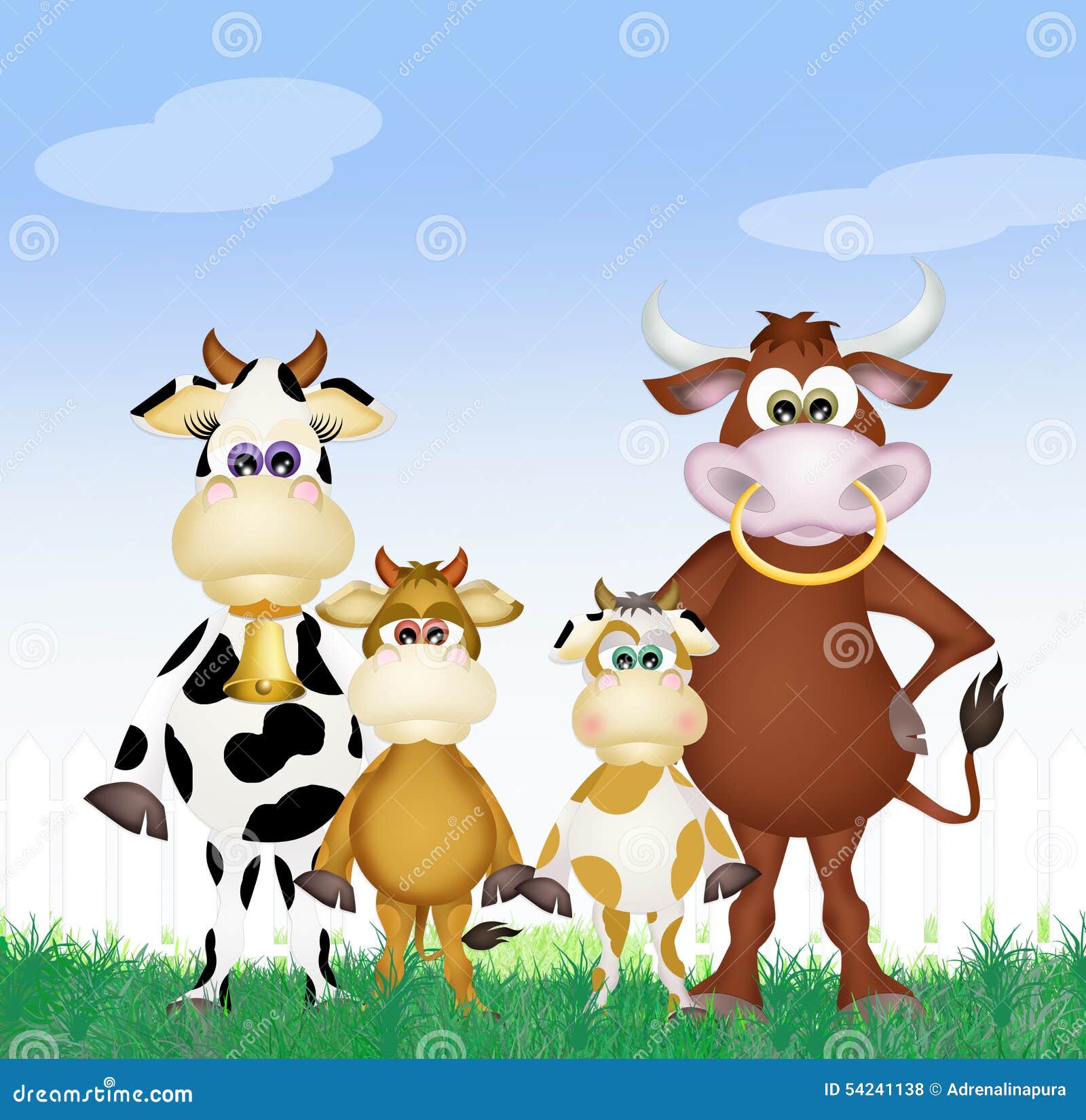 Family of cows in the farm stock illustration. Illustration of cows ...