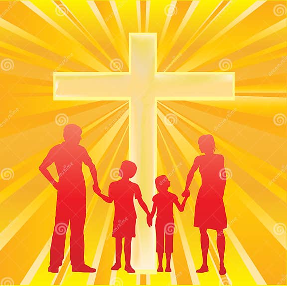 Family and the Cross stock vector. Illustration of christianity - 8477591