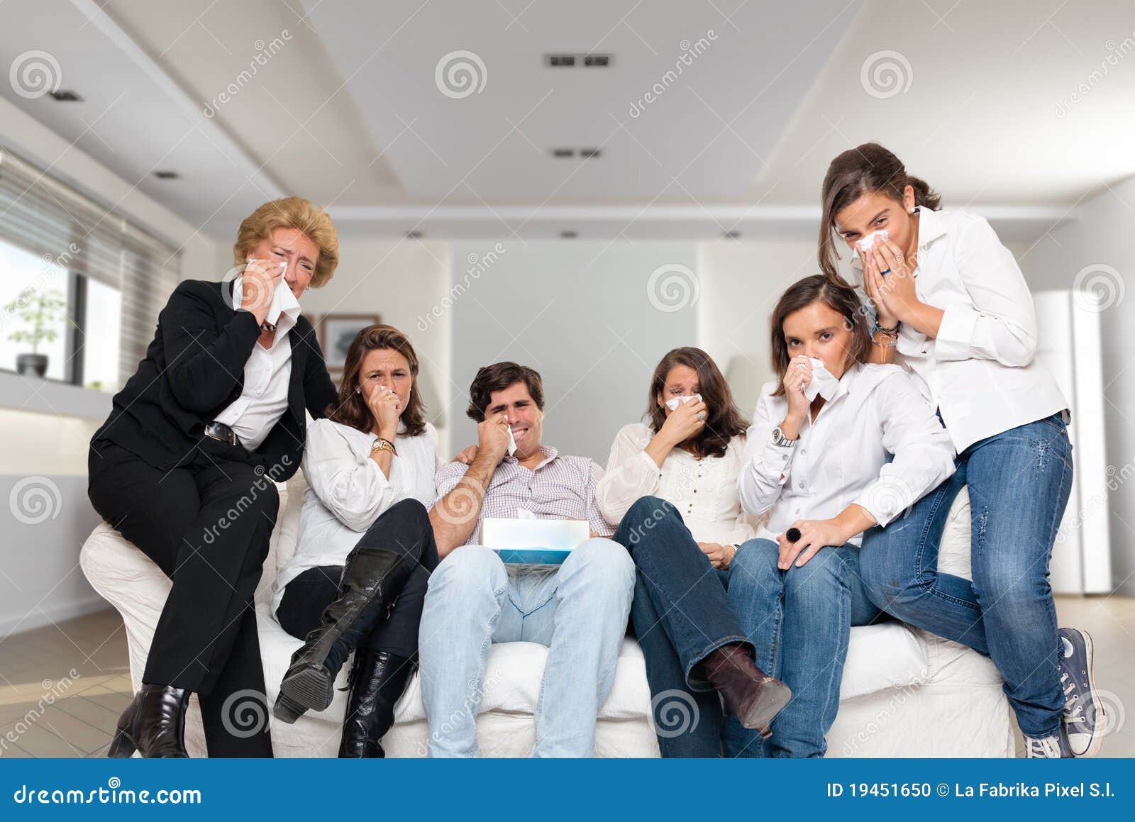 Family crying on the sofa stock photo. Image of large - 19451650