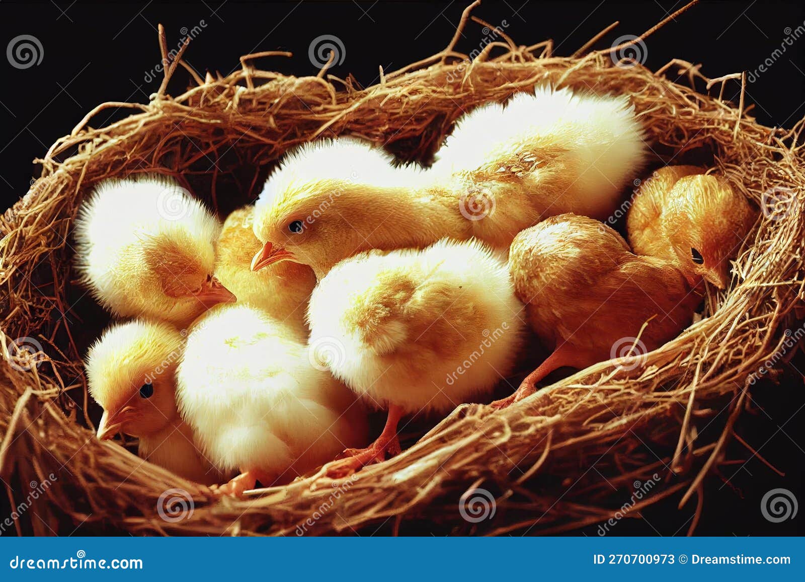 Family of Cute Fluffy Chicken Hatching from Egg in Nest. Stock ...