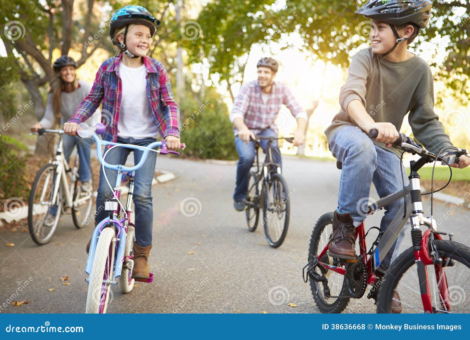 Family on Cycle Ride in Countryside Stock Photo - Image of female ...