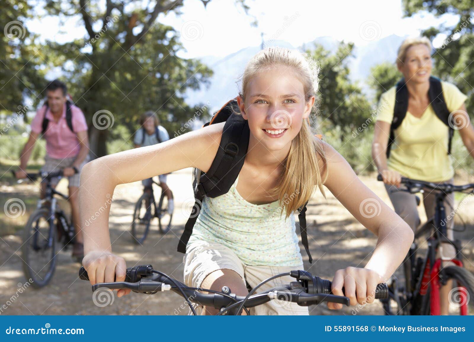 Family Cycling through Countryside Stock Photo - Image of cyclist ...