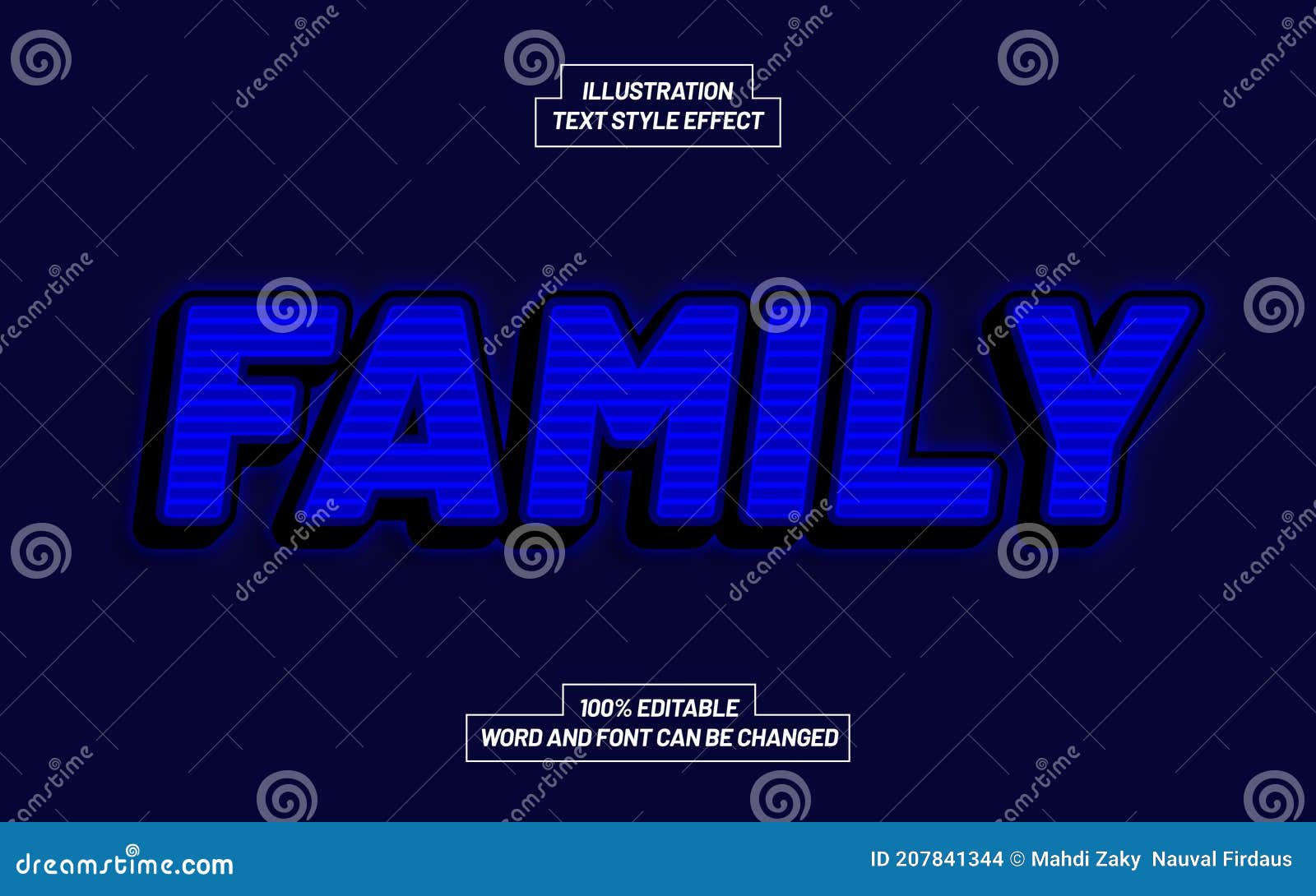 Family 3D Bold Text Style Effect Stock Vector - Illustration of ...