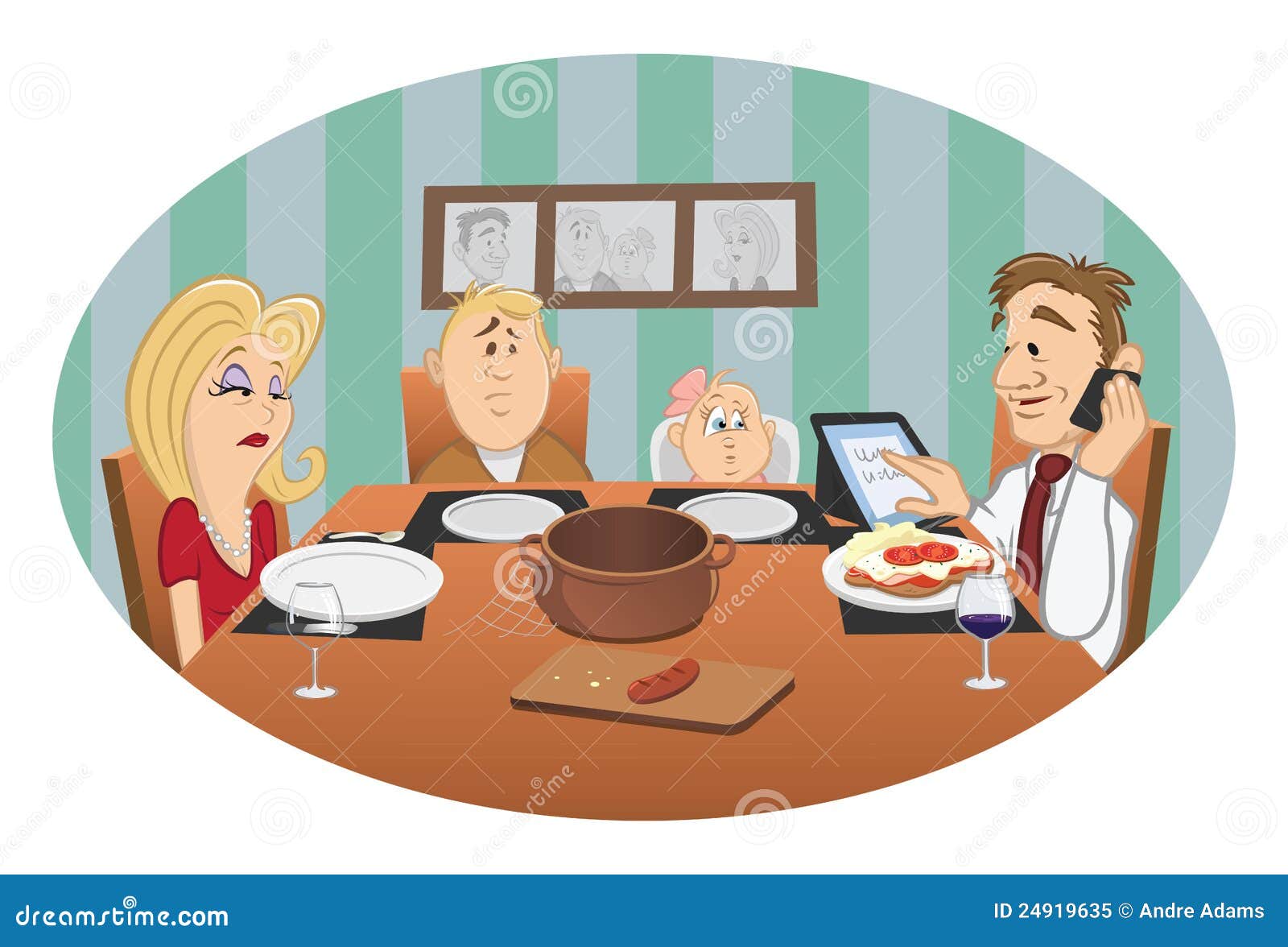 Family dinner stock vector. Illustration of cell, busy - 24919635