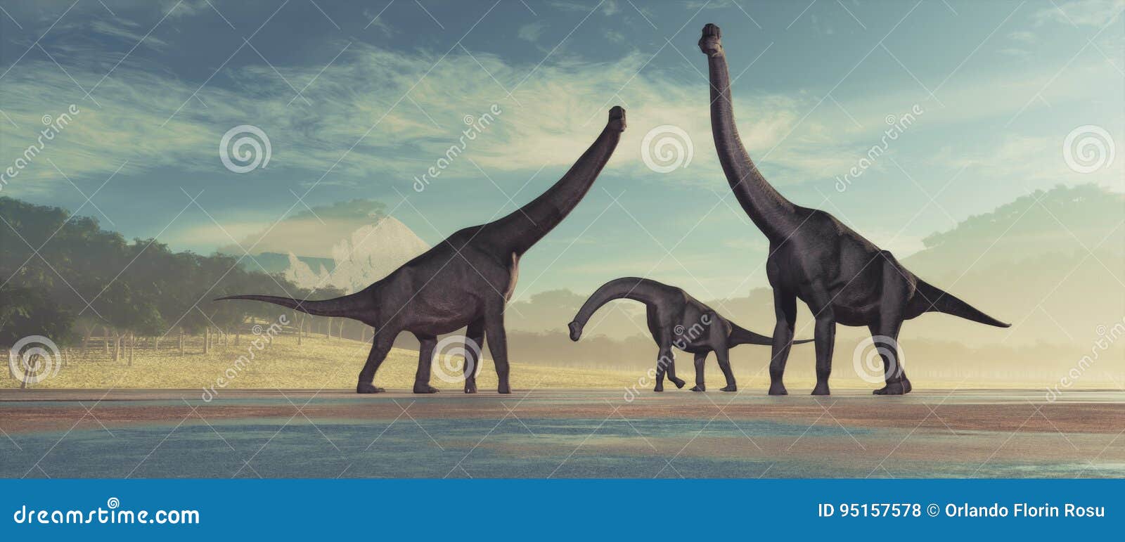 Family of dinosaurs stock photo. Image of prehistoric - 95157578