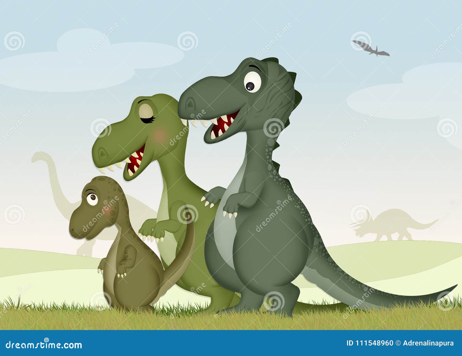 Family of dinosaurs stock illustration. Illustration of couple - 111548960
