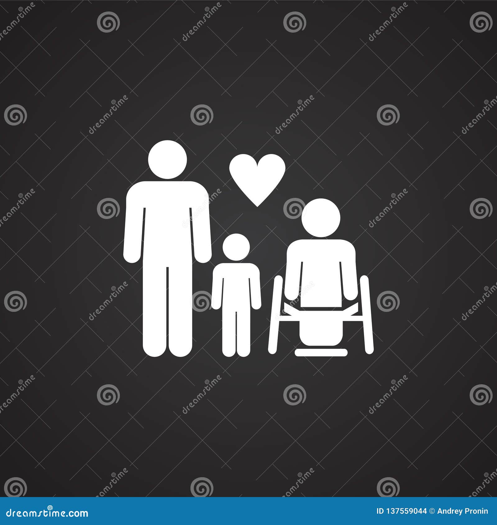 Family with Disabled Member on Black Background Stock Vector ...