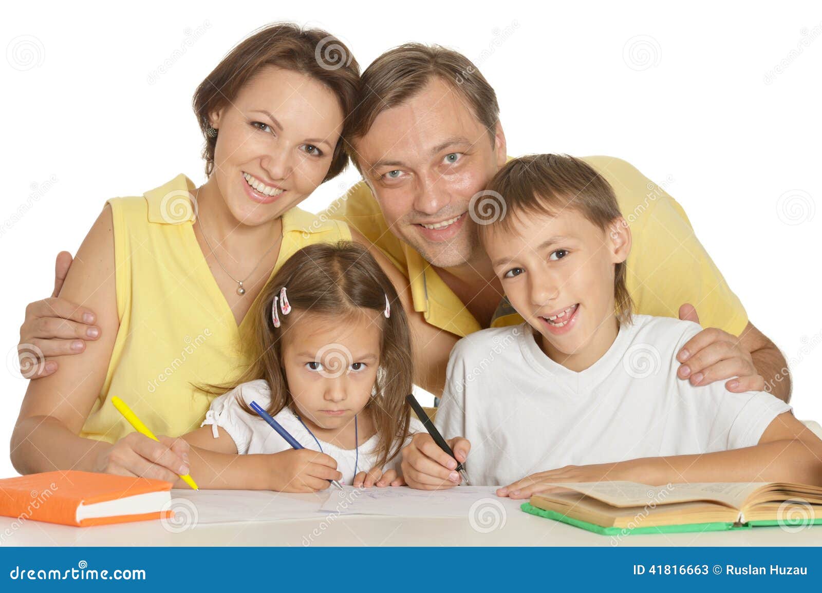 Family doing homework stock image. Image of mama, indoors - 41816663
