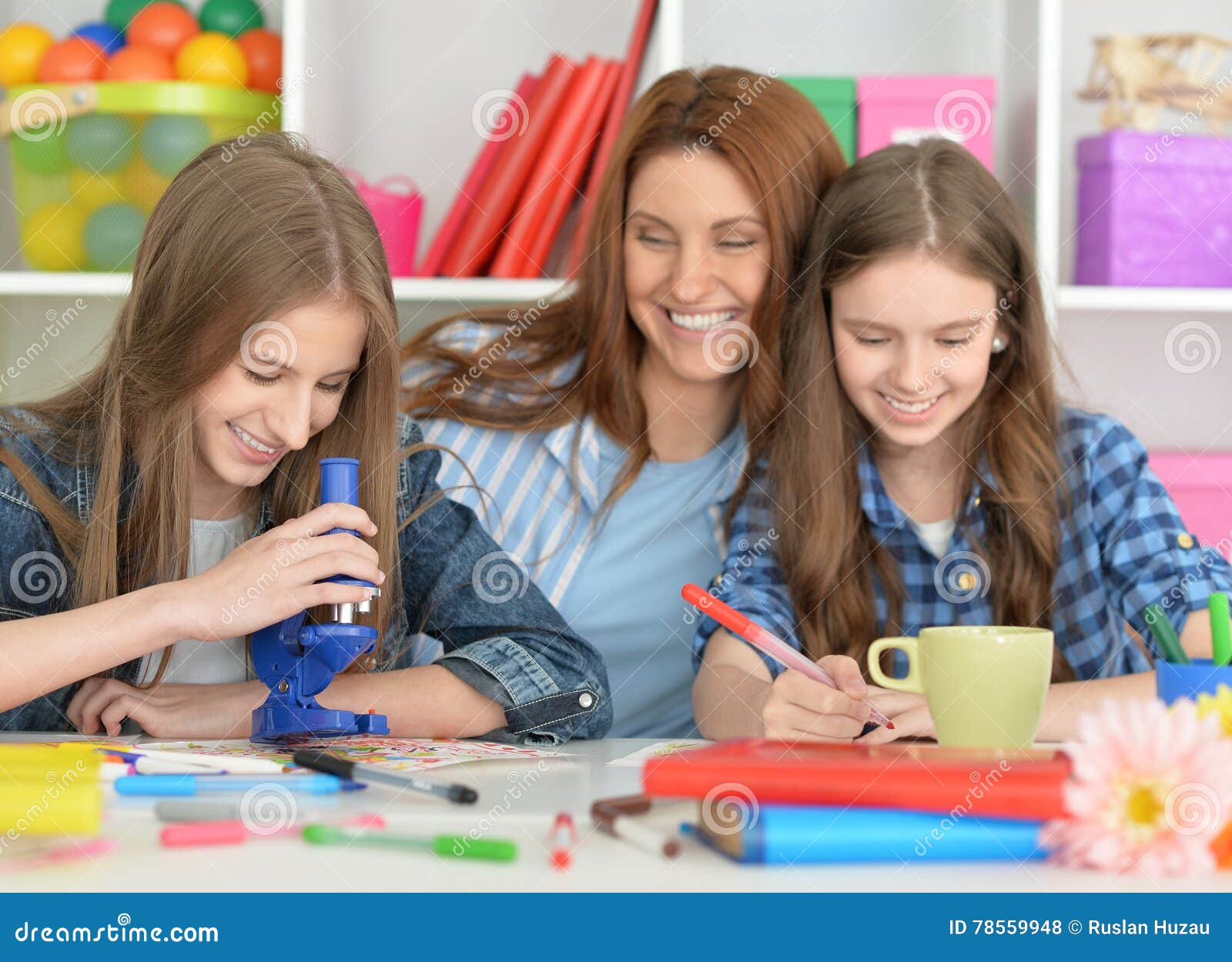 Family Doing Homework Together Stock Photo - Image of cute, knowledge ...