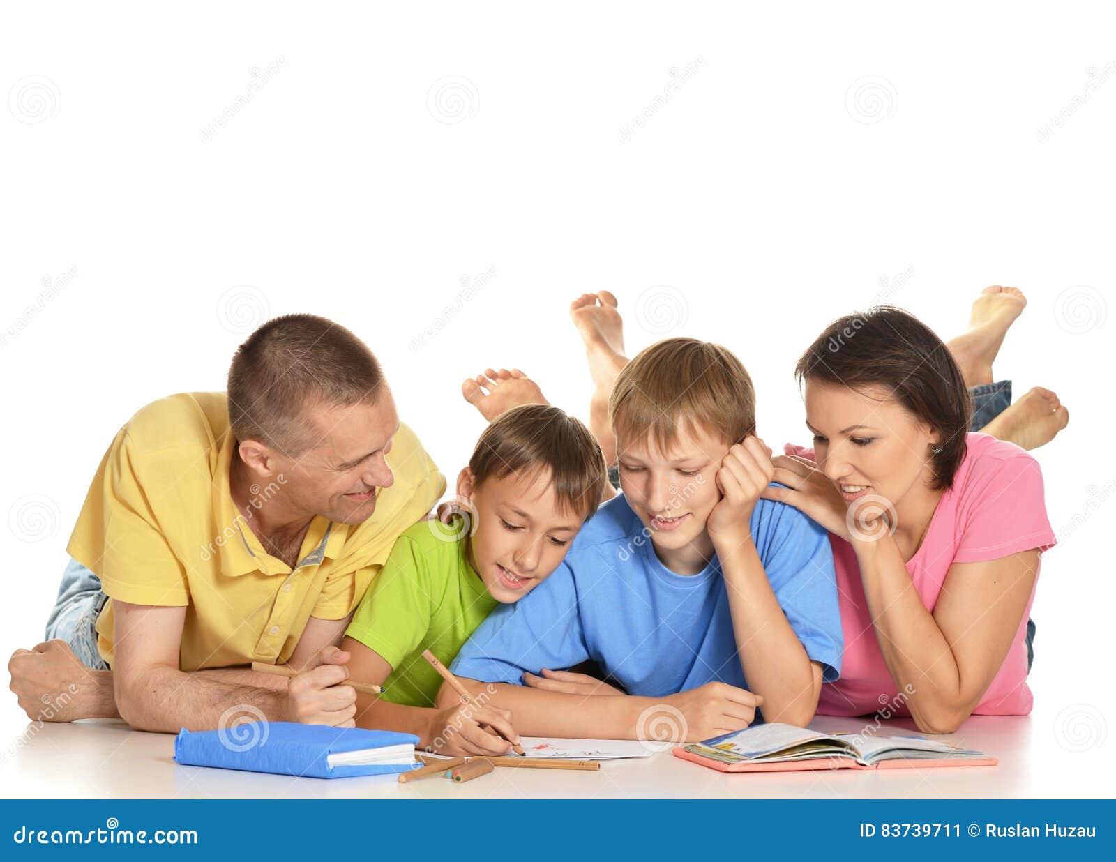 Family Doing Homework Together Stock Image - Image of learning ...