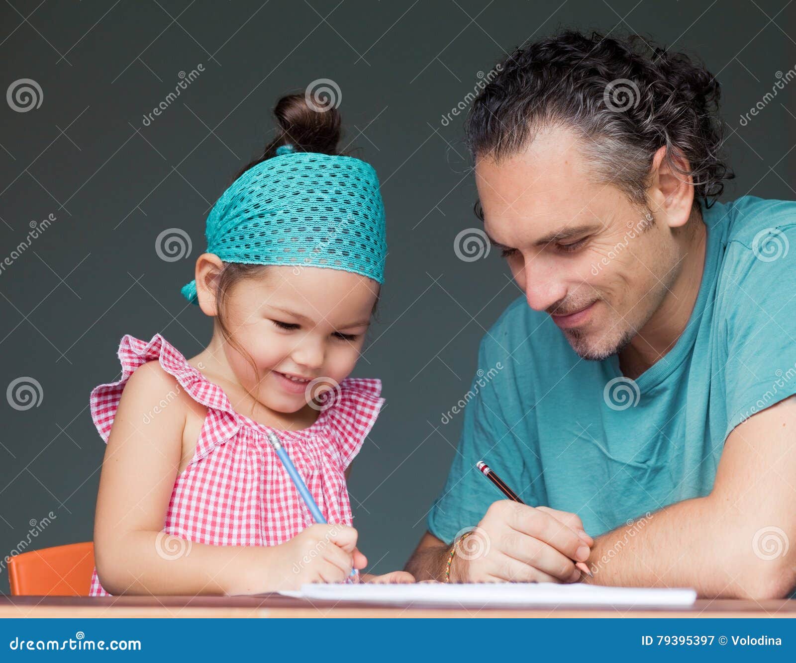 Family Draw and Write Together Stock Image - Image of happiness ...