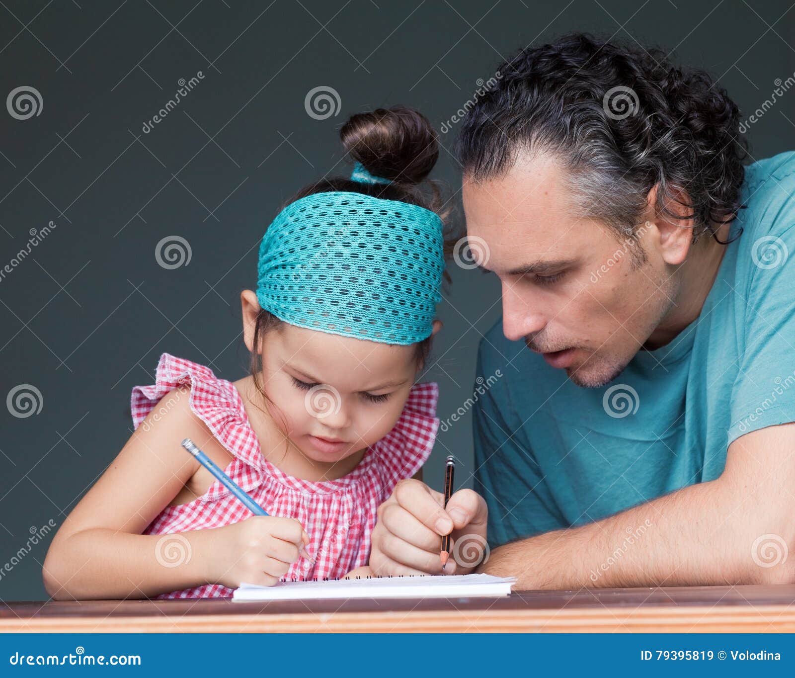 Family Draw and Write Together Stock Image - Image of father, diligent ...