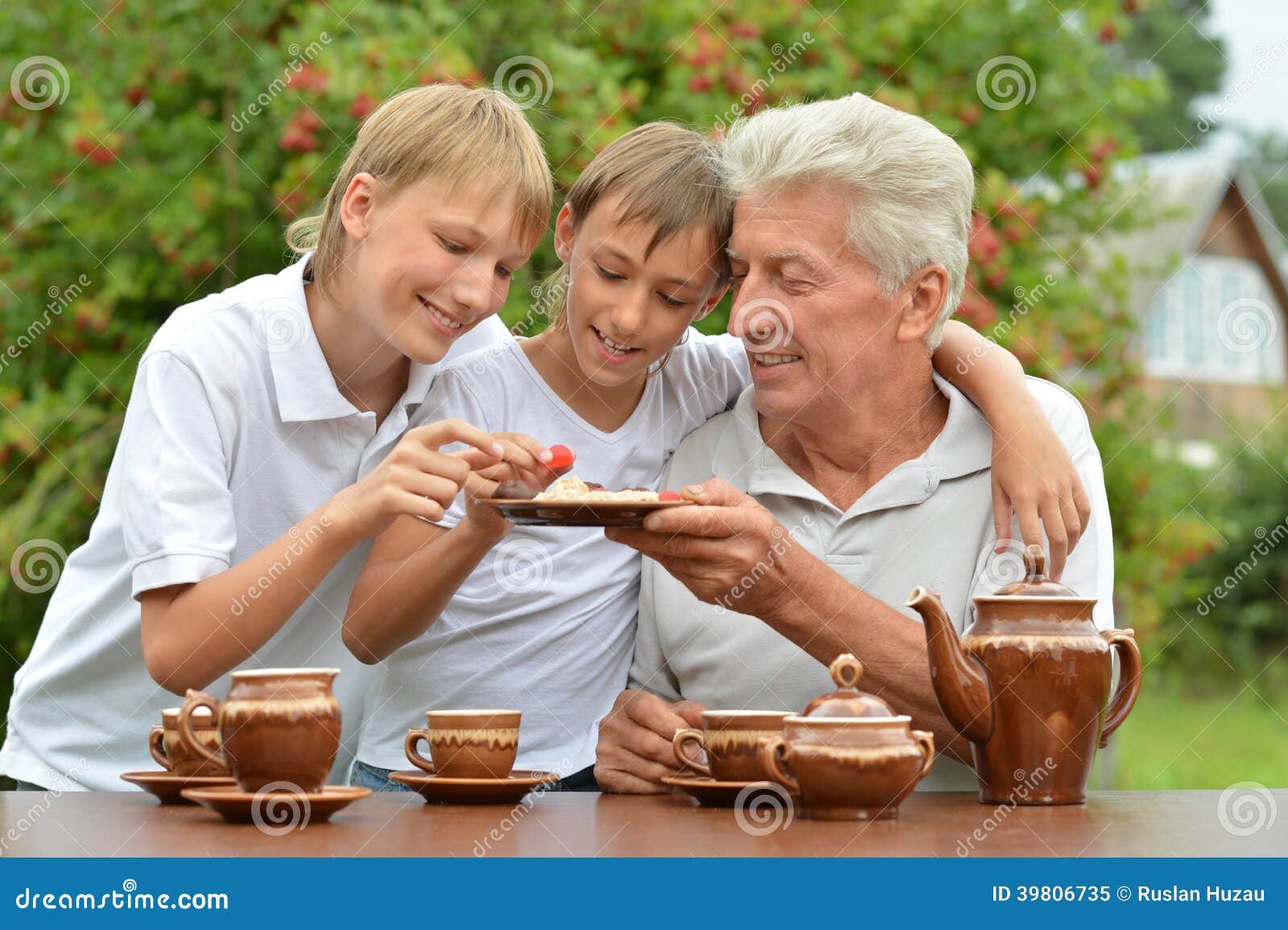 Family Drinking Tea Outdoors Stock Image - Image of drink, human: 39806735
