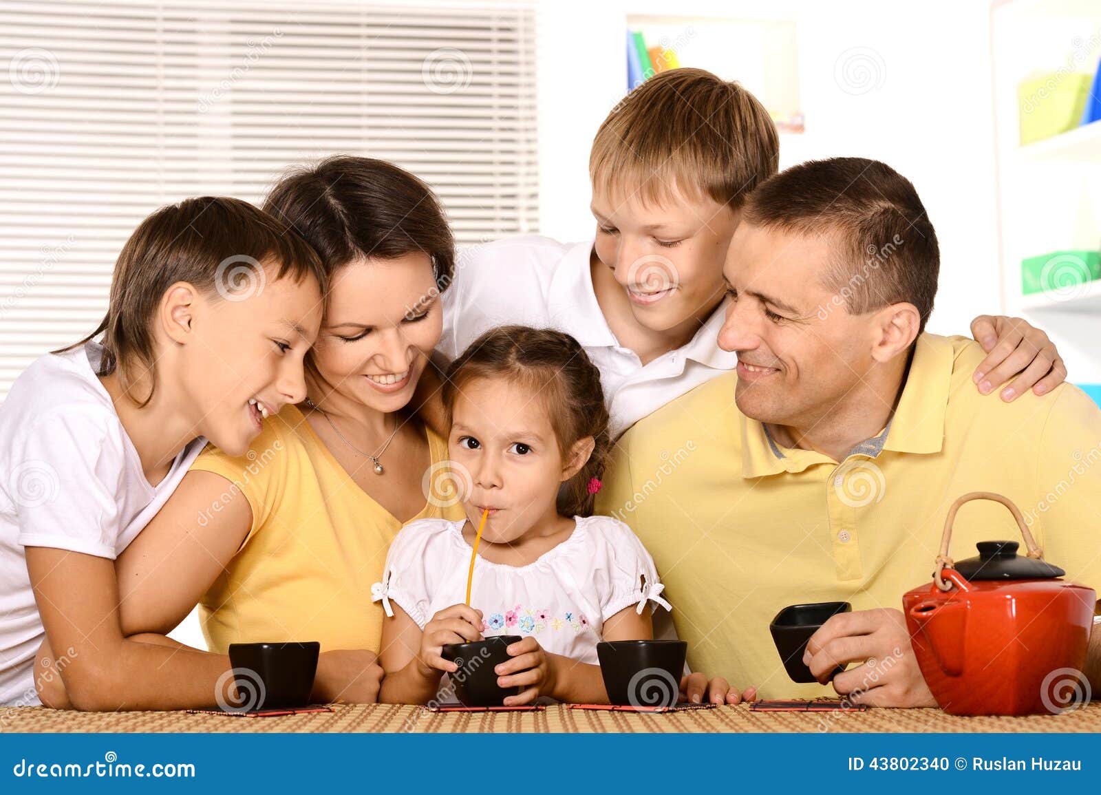 Family drinking tea stock photo. Image of five, lifestyle - 43802340