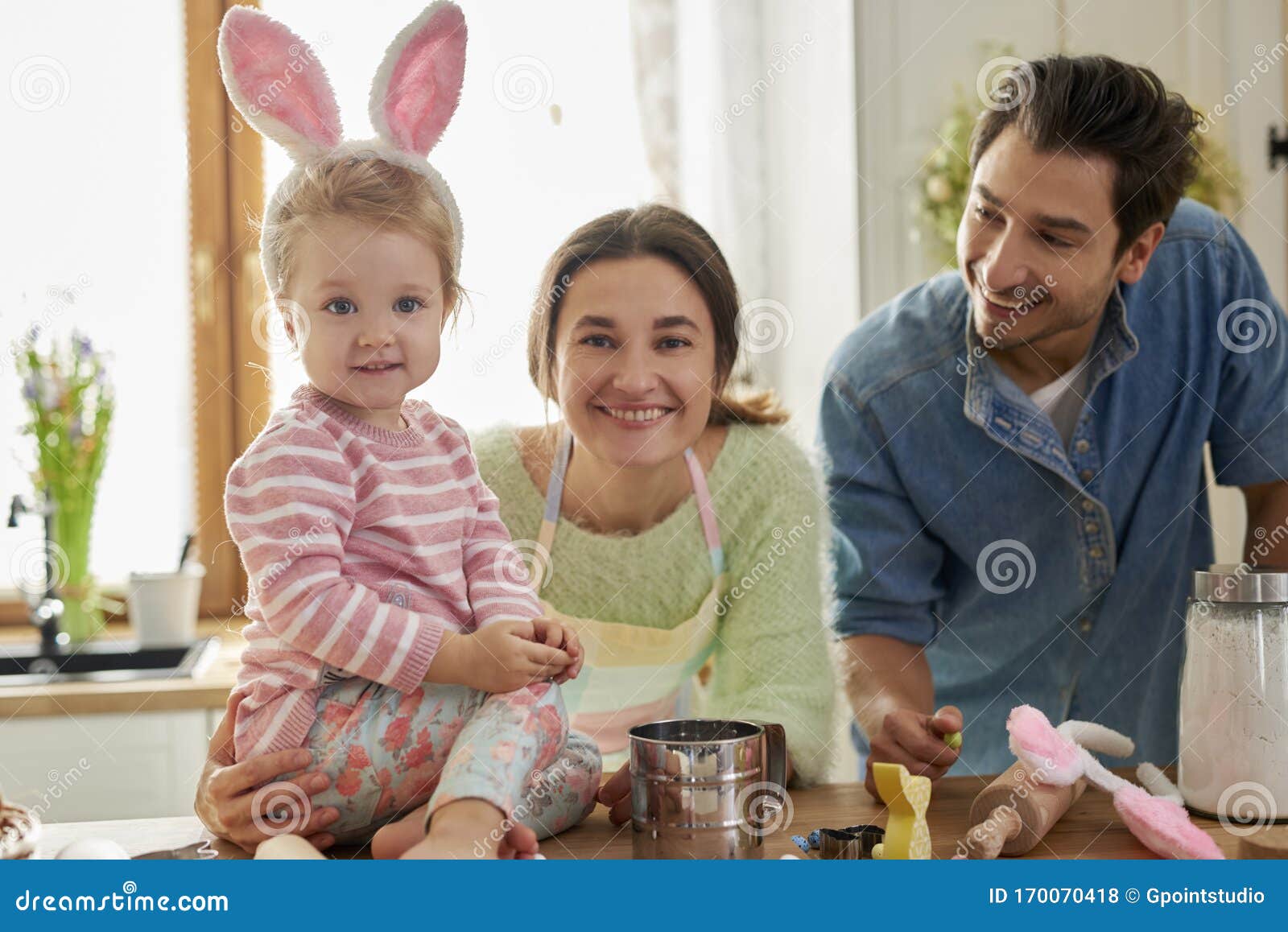 Family at Easter stock photo. Image of happy, camera - 170070418