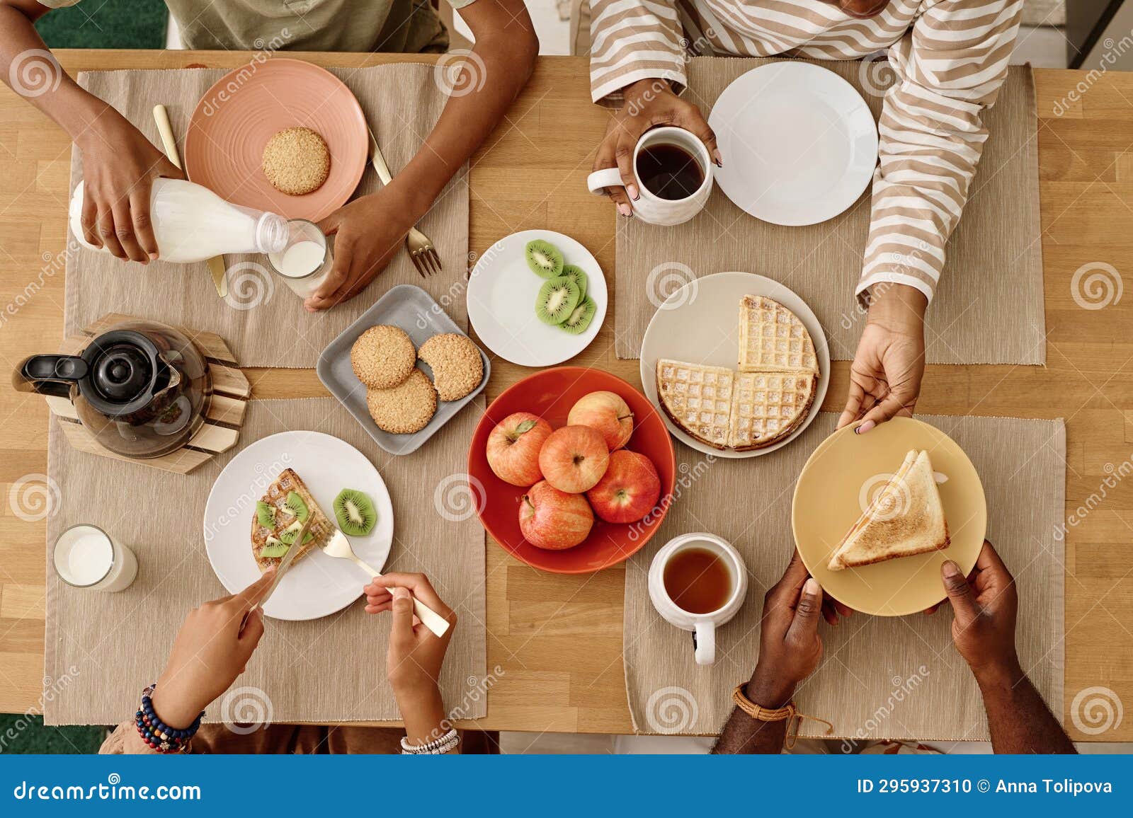Family Eating Breakfast at Home Stock Photo - Image of breakfast ...