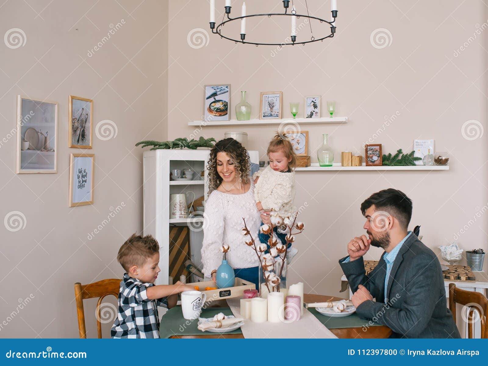 Family Eating Breakfast Together in Kitchen Stock Photo - Image of ...