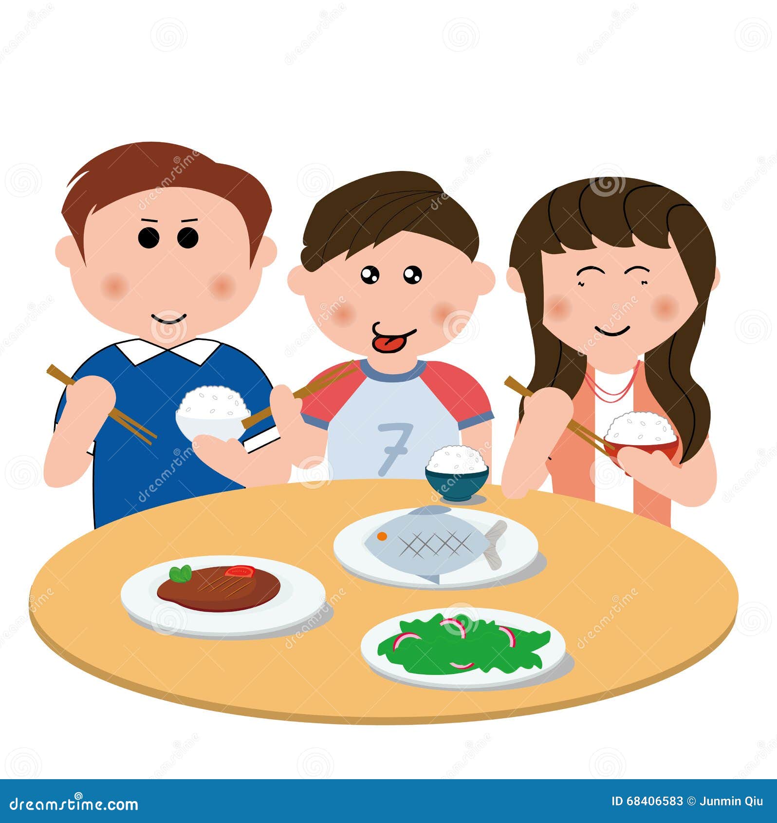 Family, eating stock illustration. Illustration of green - 68406583