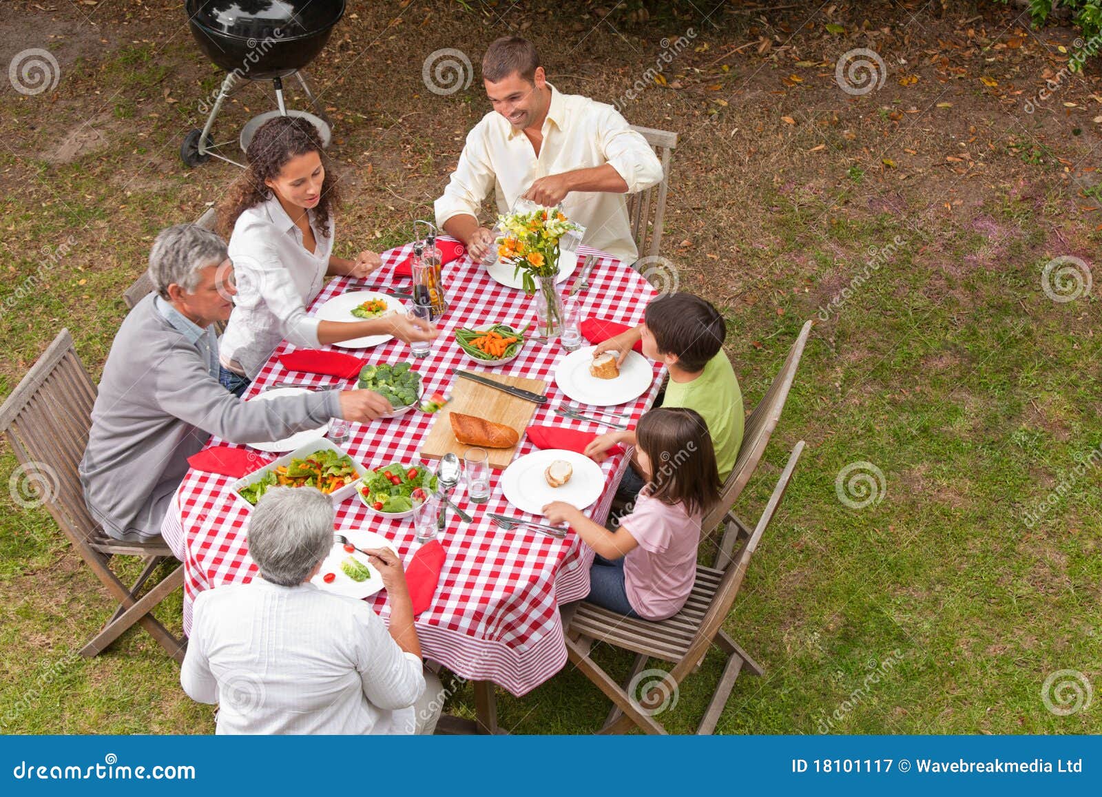 Family Eating Outside in the Garden Stock Image - Image of love ...